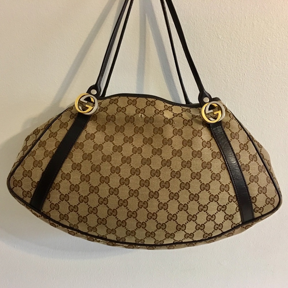 Authentic Gucci Monogram Canvas Shoulder Bag - Gem